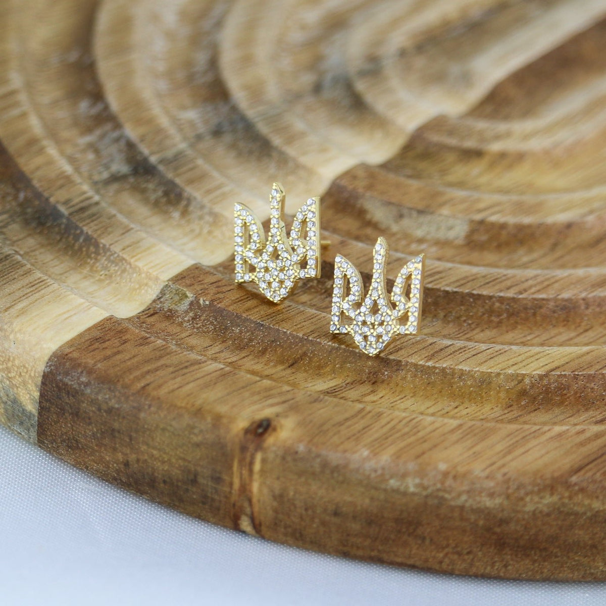 Rhinestone Trident Stud Earring - Sterling Silver | Taras Lesya | Taras ...